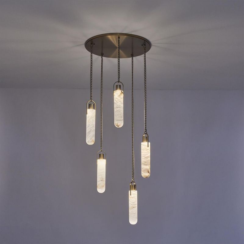 Alabaster Flint Additions Multi Light Pendant, Round Chandelier For st